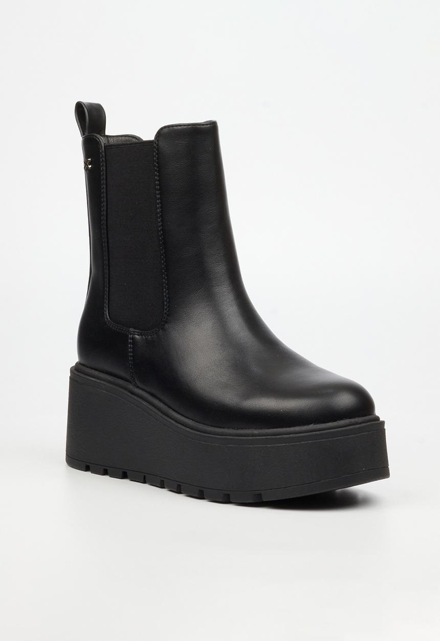 Rock N Co Stigma 1 Black Ladies Wedge Ankle Boot - Shoe World