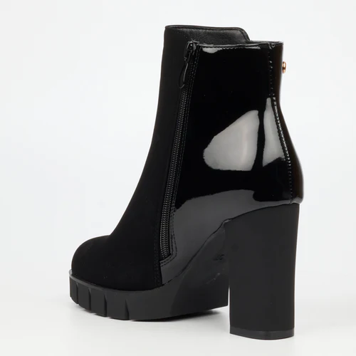Miss Black Darling 9 Black Ladies Block Heel Boot - Shoe World